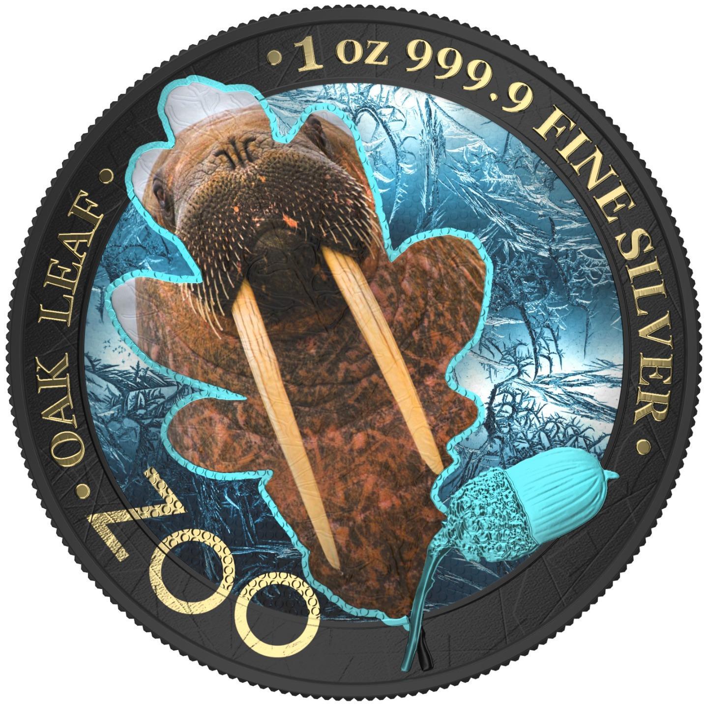 Germania 2019 5 Mark Oak Leaf Zoo Series 1 Oz Colored Silver Coin Paci ...