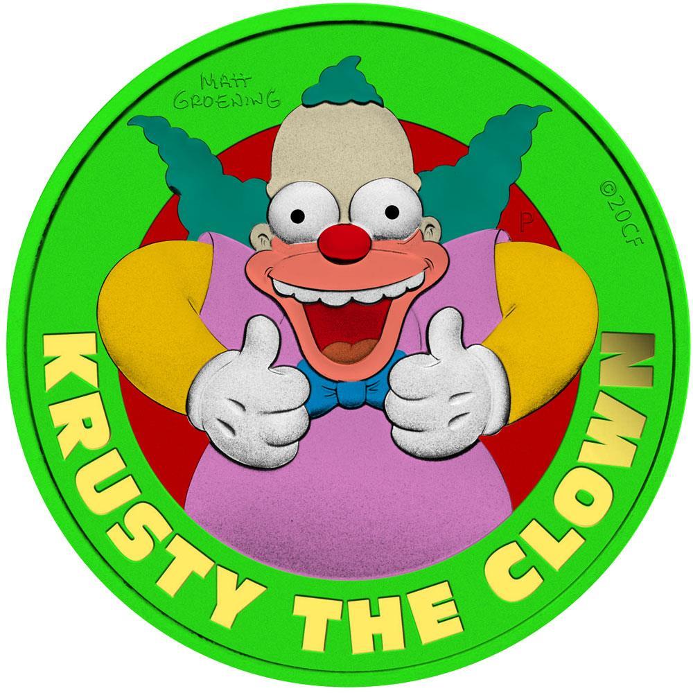 Tuvalu 2020 1$ Krusty The Clown 1 Oz Colored Silver Coin Space Green ...